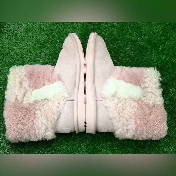 UGG | Shoes | Ugg Girls Classic Short Pink Patchwork Fluff Suede Boots ...